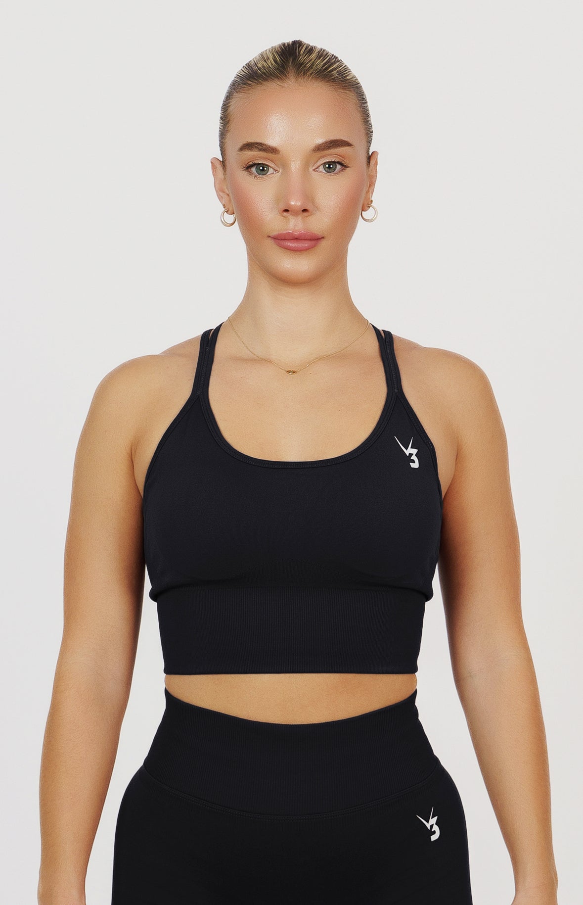 V3 Apparel Womens Seamless Form Strappy Sports Bra - Black - Gym, Yoga ...
