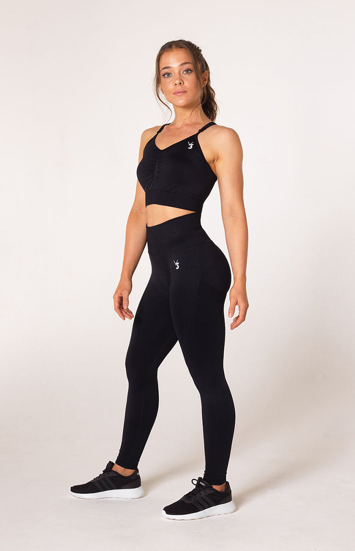 V3 Apparel Womens Seamless Scrunch Define Workout Leggings - Black ...